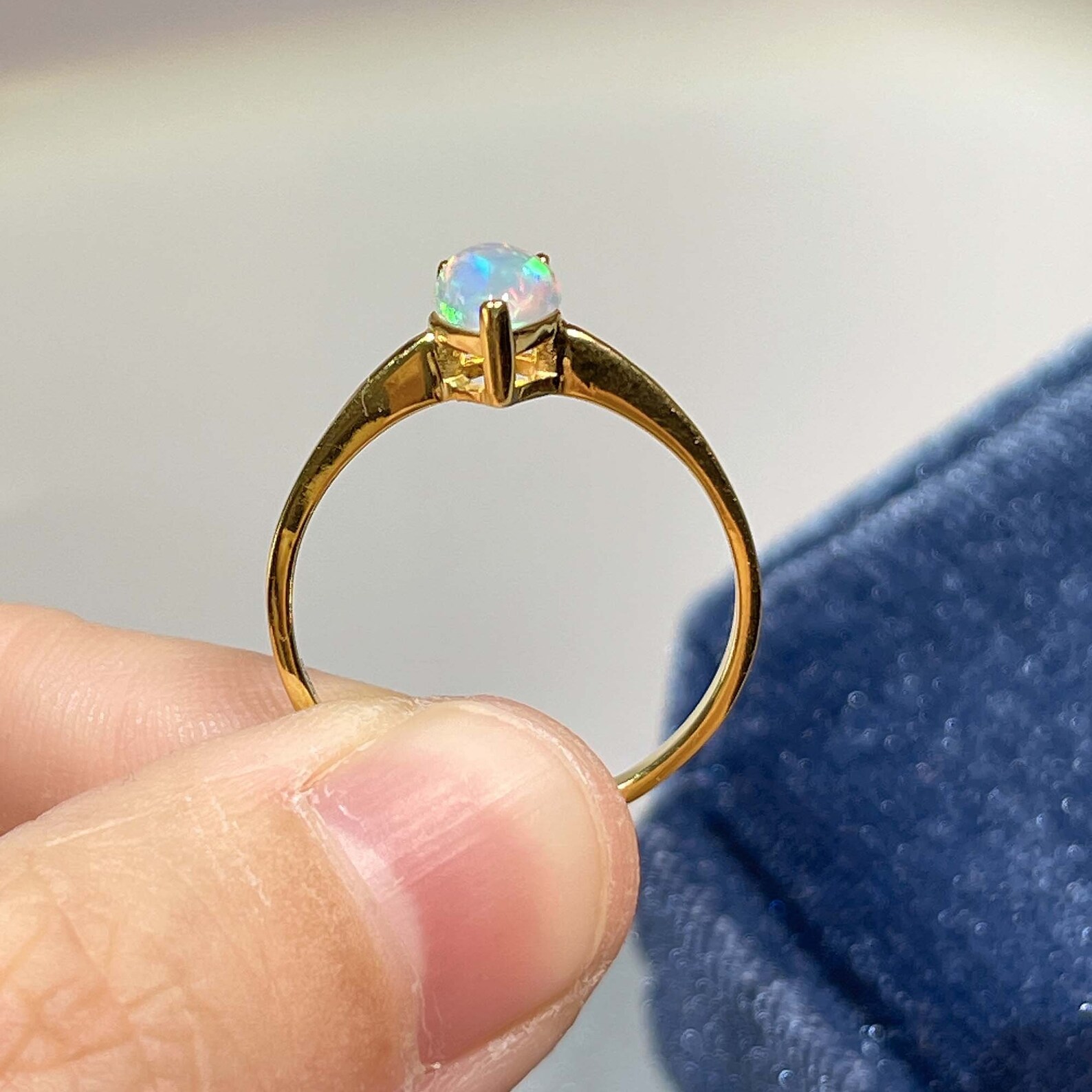 925 Sterling Silver Ring Pear Natural Opal Ring Dainty Ring | Etsy