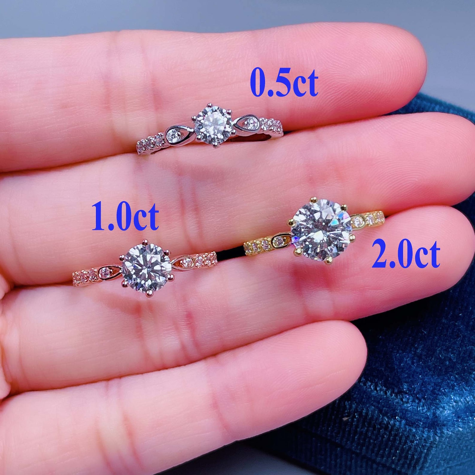 1ct 2ct Fire Moissanite Ring Brilliant Round Cut - Etsy