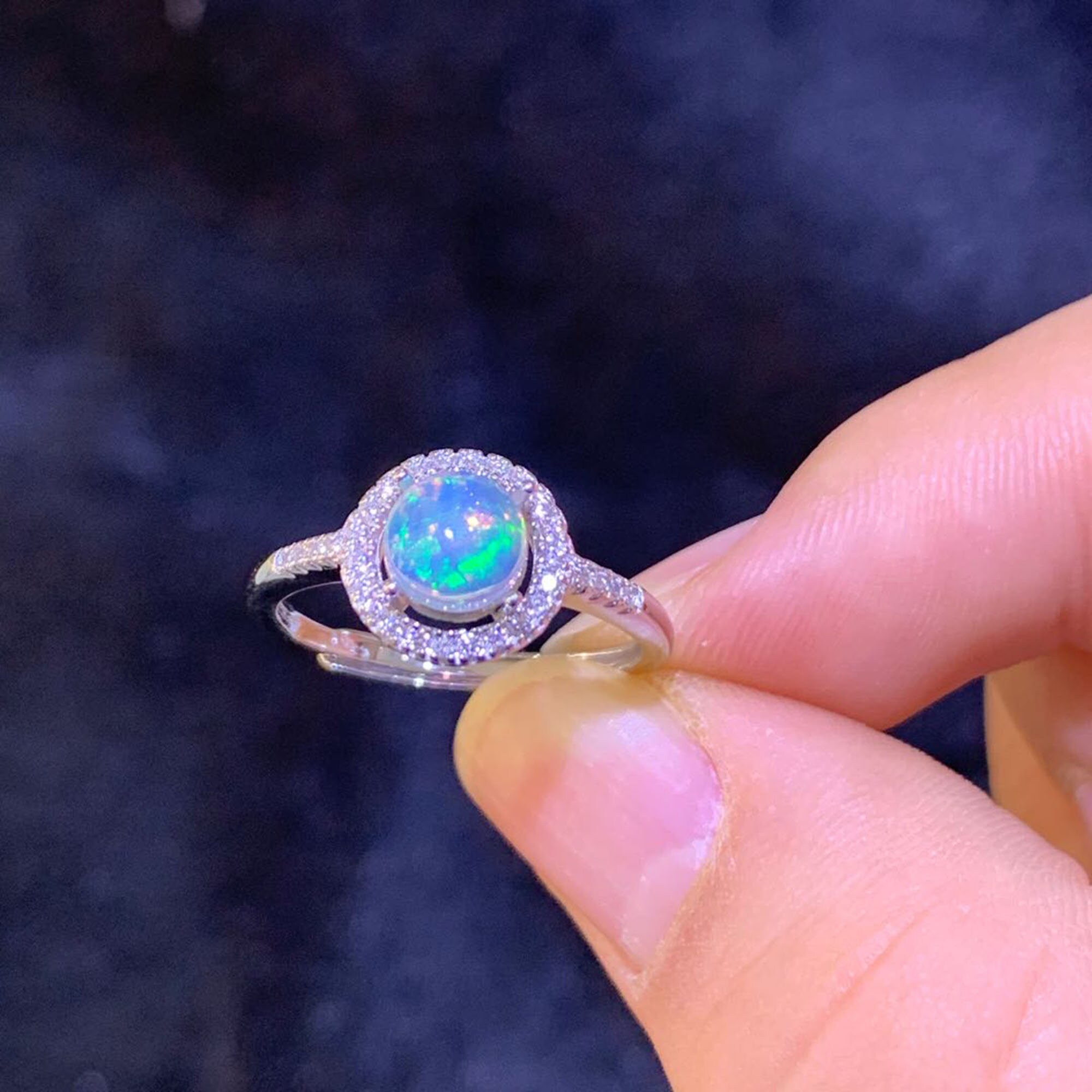 Natural Opal Ring Sterling Silver Ring Engagement Ring | Etsy