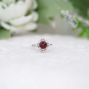 Garnet Ring | Handmade Sterling Silver Ring | January Birthstone Ring ...