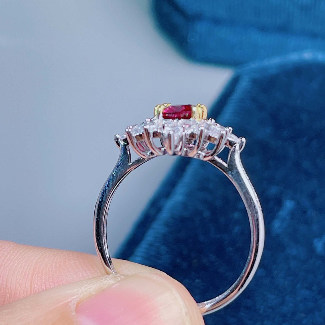 Natural Garnet Ring Handmade Sterling Silver Ring Double | Etsy