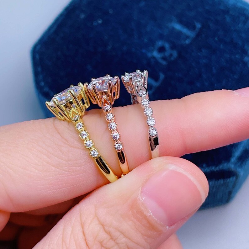 1ct 2ct Fire Moissanite Ring Brilliant Round Cut - Etsy