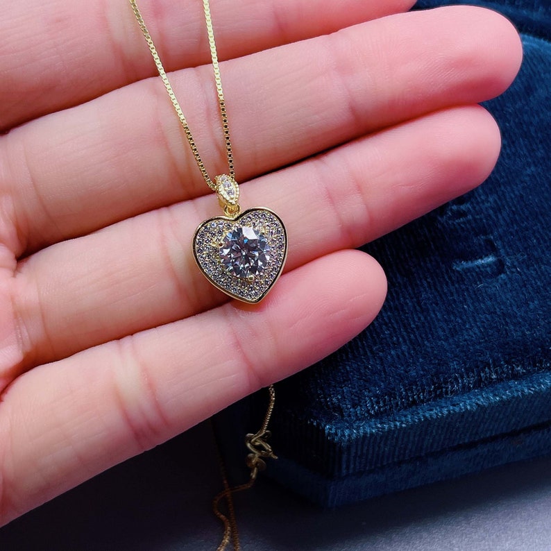 1ct Round Moissanite Pendant Necklace Diamond Gemstone - Etsy