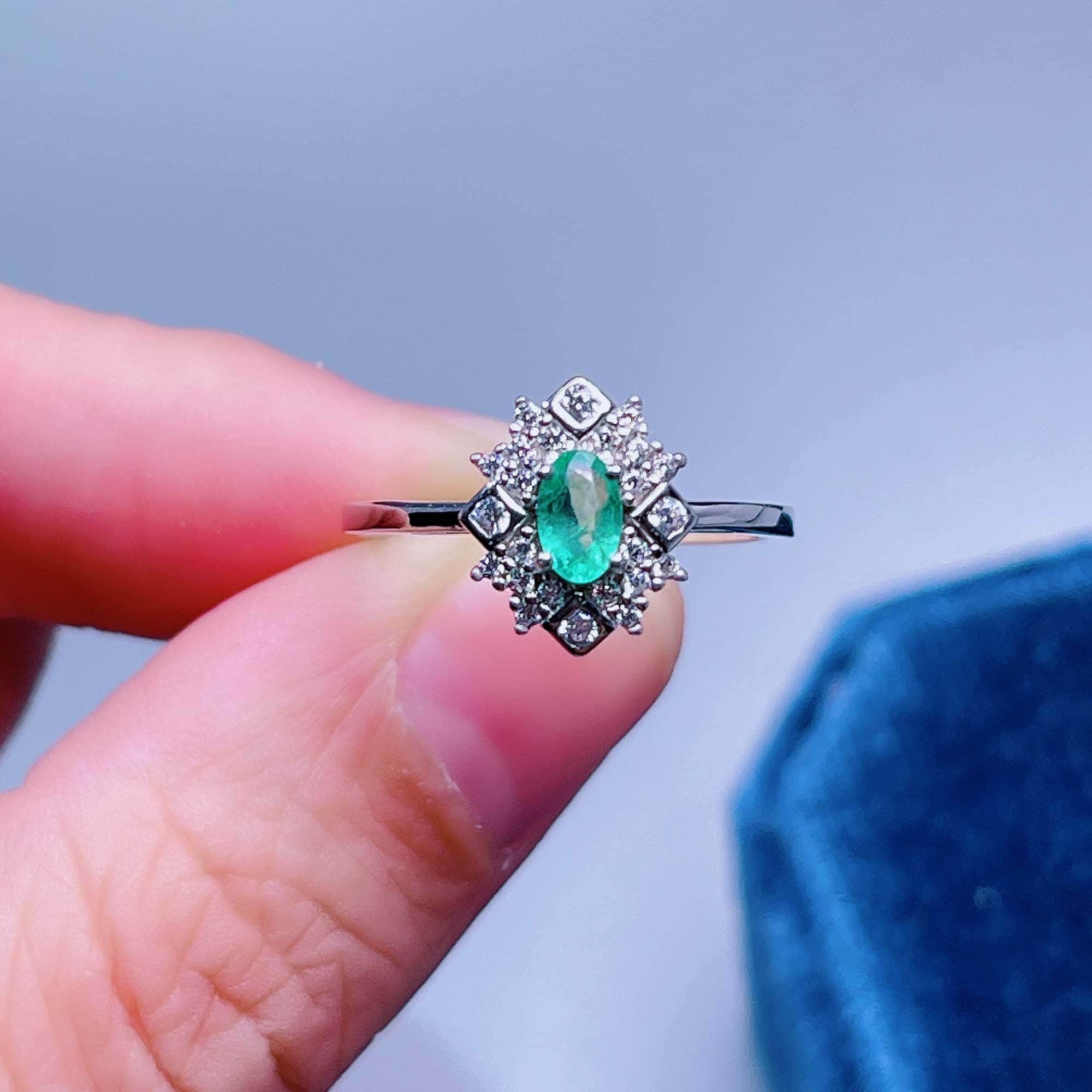 Genuine Emerald Ring 35mm Natural Emerald Dainty Sterling - Etsy UK