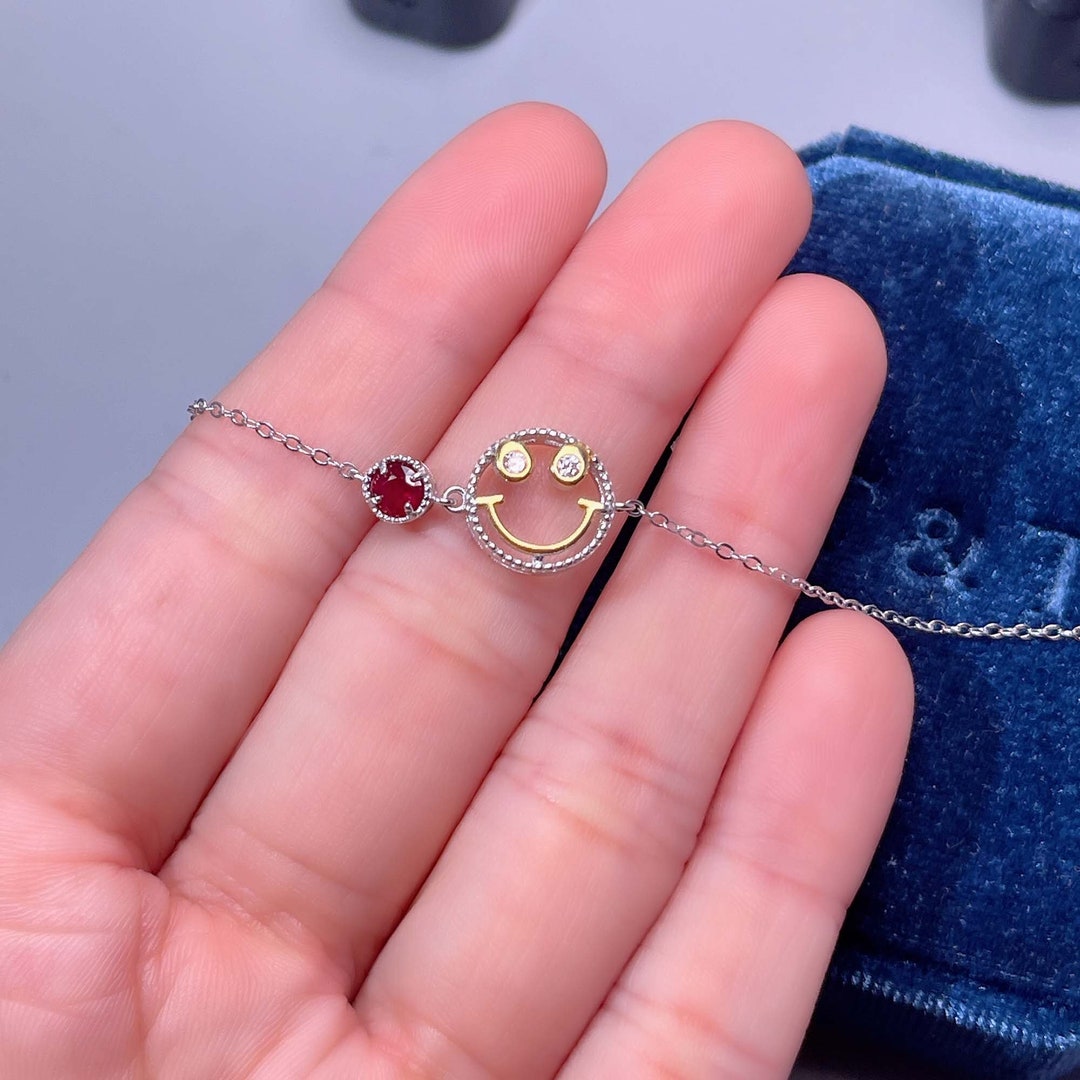 Smile Bracelet, Sterling Silver, Ruby Bracelet, Lucky Bracelet, July ...