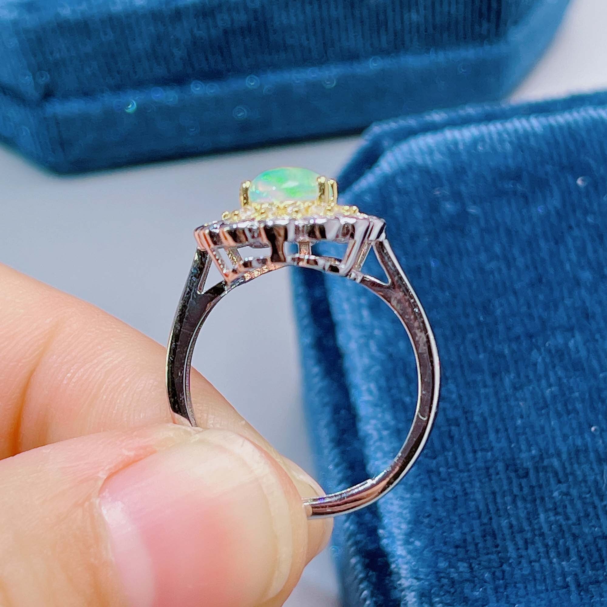 Natural Fire Rainbow Opal Ring October Birthstone Ring | Etsy