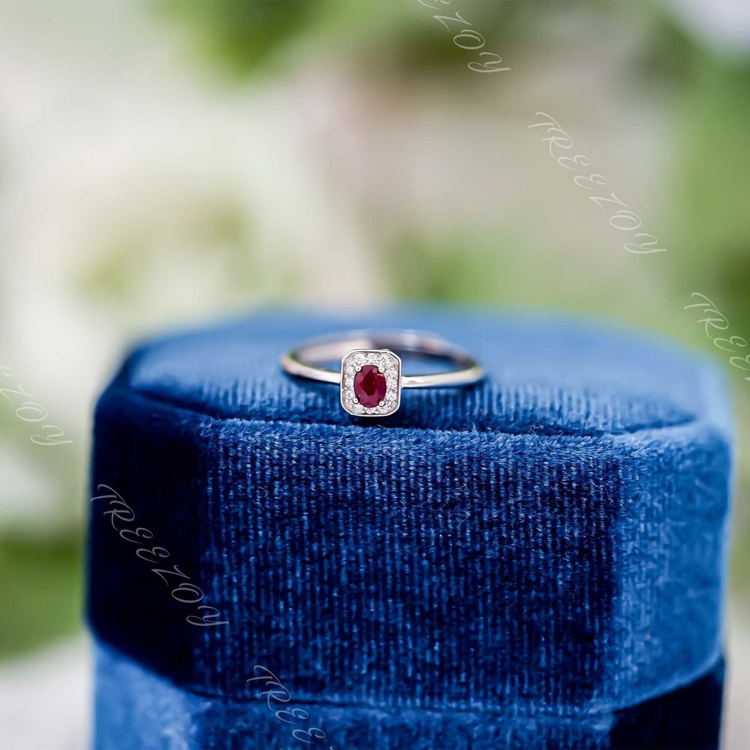 Rose Gold Ruby Rings for Women Minimalist Ring Sterling - Etsy