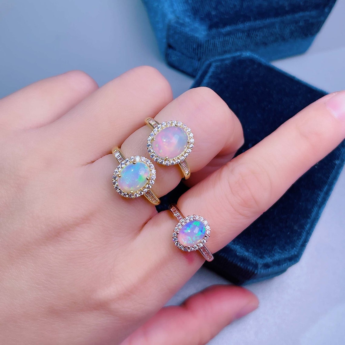 Natural Opal Ring Real Rainbow Opal Ring Oval Opal Stone - Etsy
