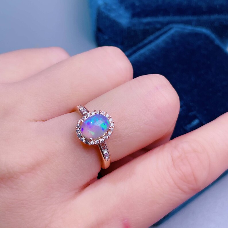 Natural Opal Ring Real Rainbow Opal Ring Oval Opal Stone - Etsy