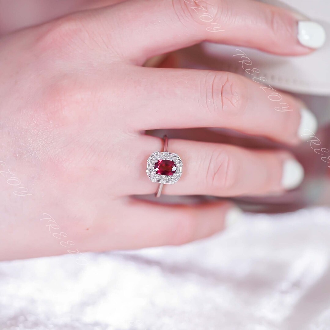 Real Garnet Ring, Sterling Silver, Genuine Gemstone Ring, Anniversary ...