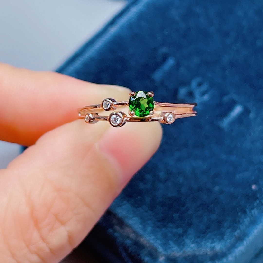 Handmade Chrome Diopside Ring: Rose Gold Plated Sterling Silver - Etsy
