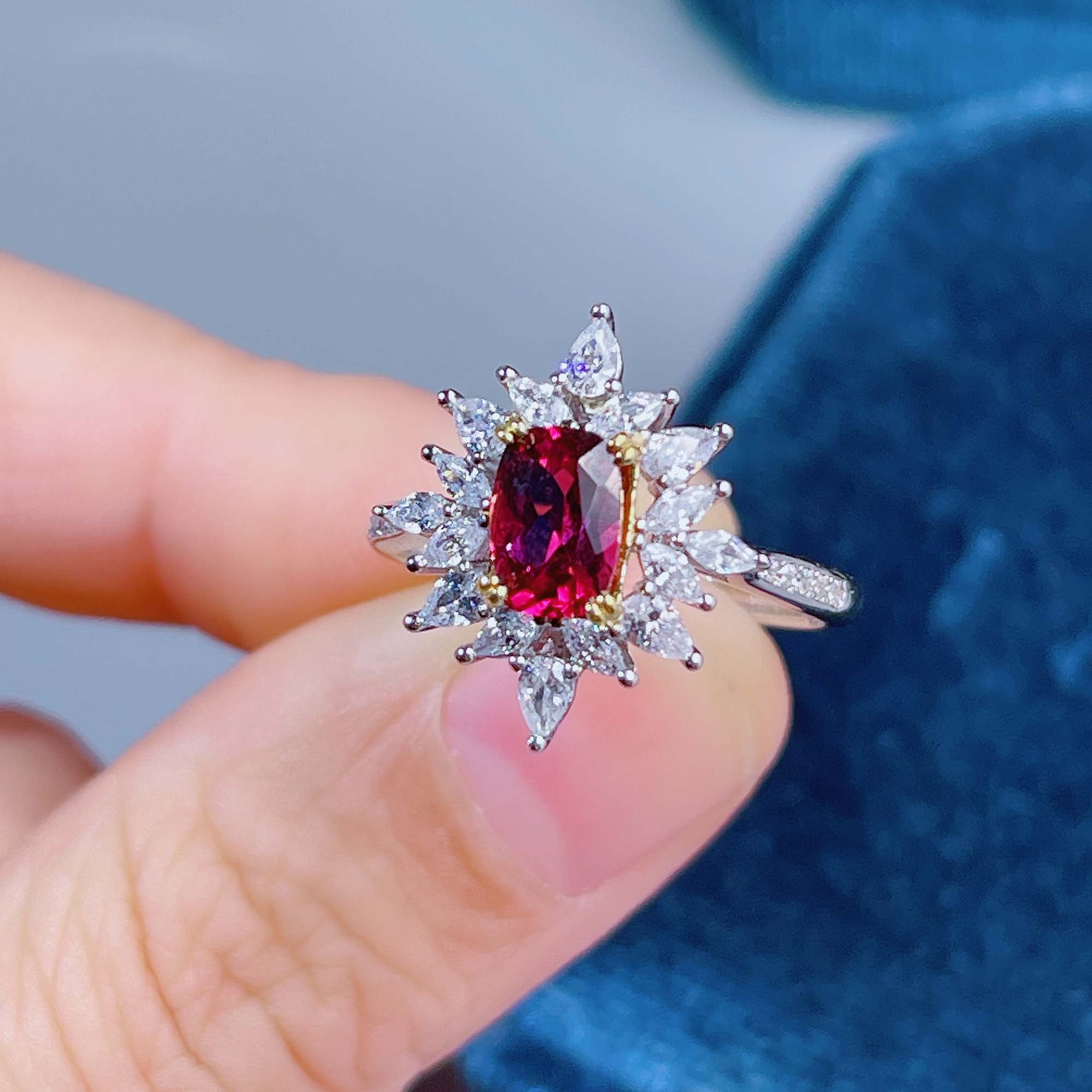 Natural Garnet Ring Handmade Sterling Silver Ring Double | Etsy