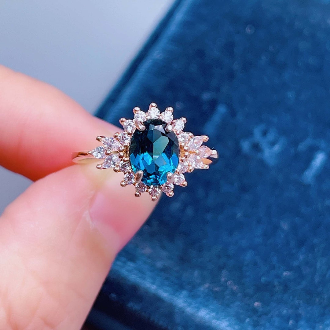 Natural Topaz Ring | Oval 6x8mm London Blue Topaz Stone | Topaz Ring ...