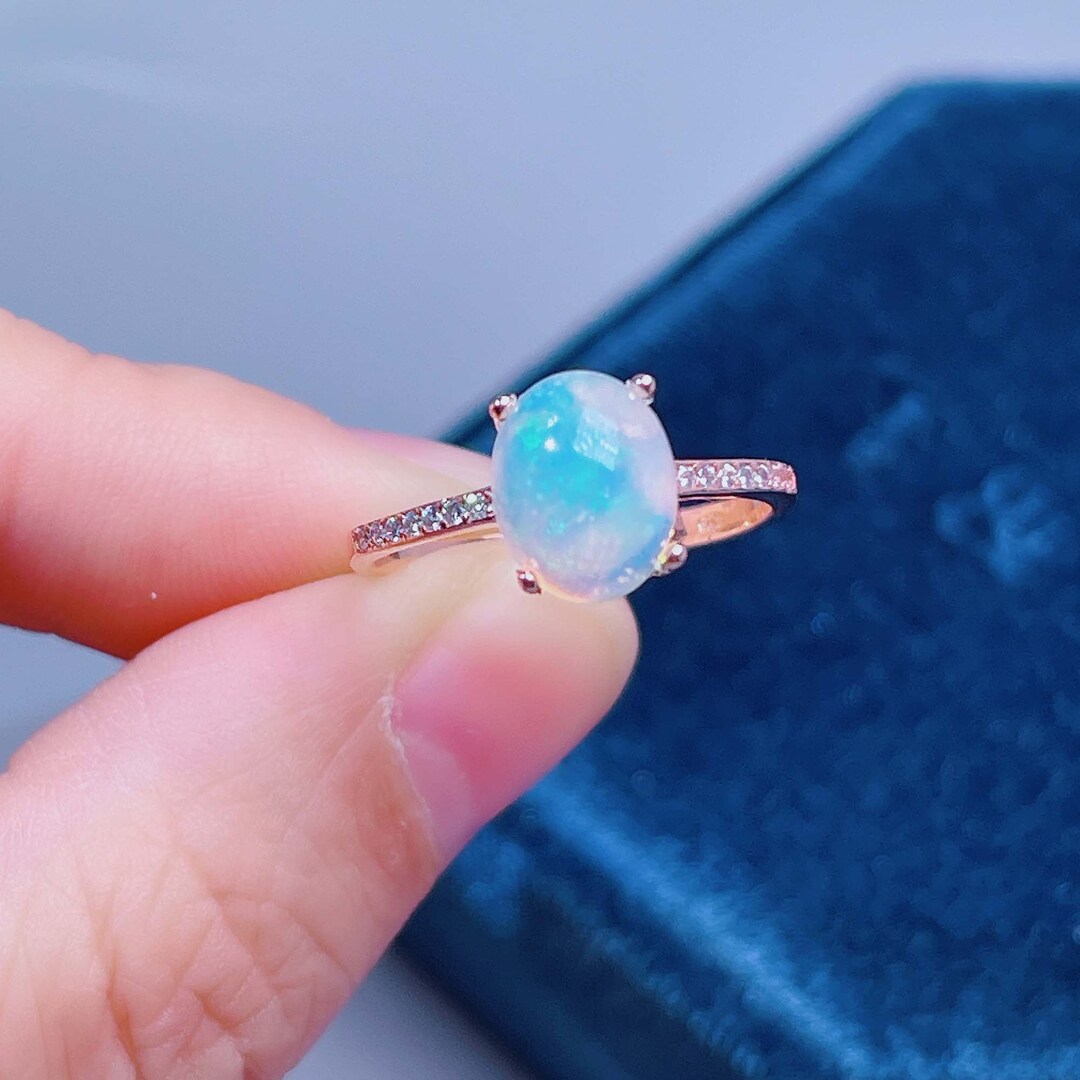 Natural Oval Opal Fire Ring 79mm October Birthstone Blue - Etsy