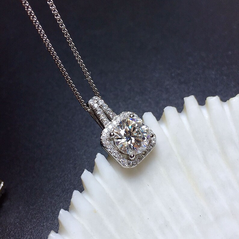 Moissanite Pendant 925 Sterling Silver Pendant Necklace | Etsy
