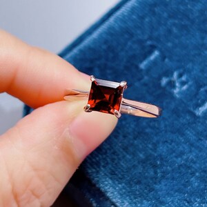 Handmade Garnet Ring Rose Gold Plated Ring Solitaire Ring | Etsy
