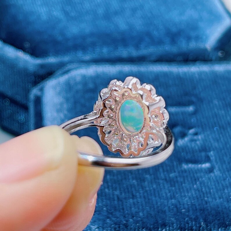 Natural Fire Rainbow Opal Ring October Birthstone Ring | Etsy