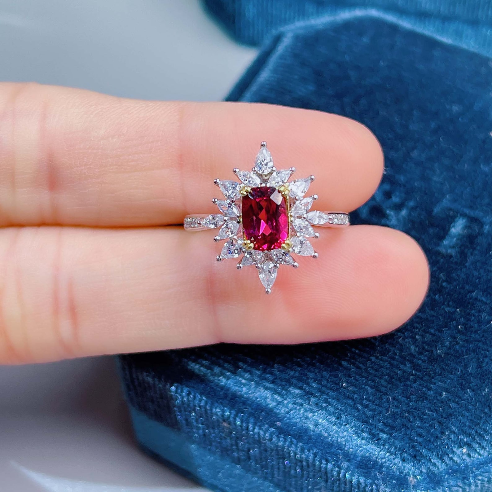 Natural Garnet Ring Handmade Sterling Silver Ring Double | Etsy