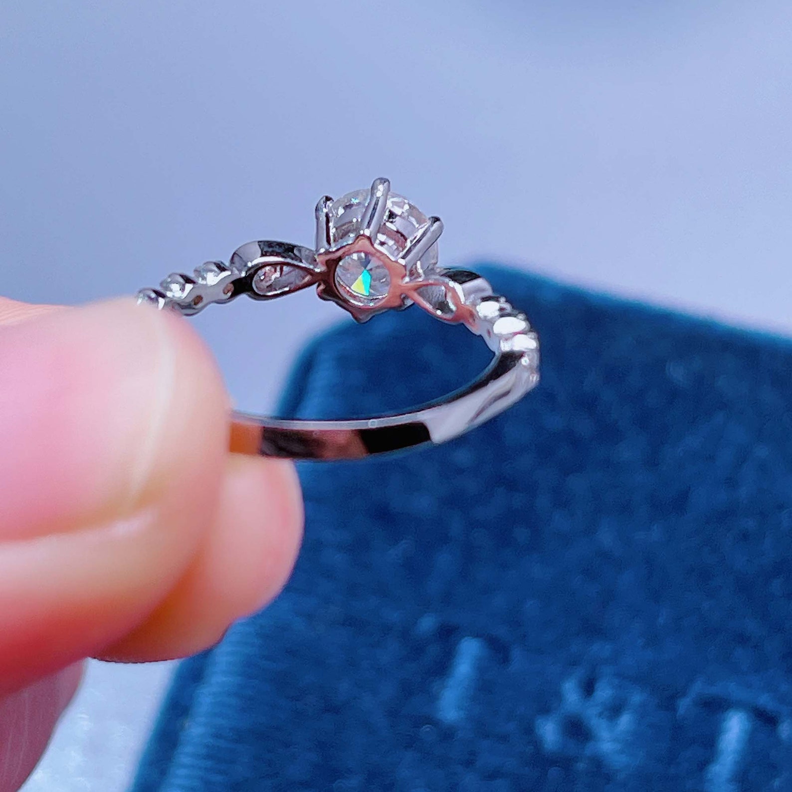 1ct 2ct Fire Moissanite Ring Brilliant Round Cut - Etsy