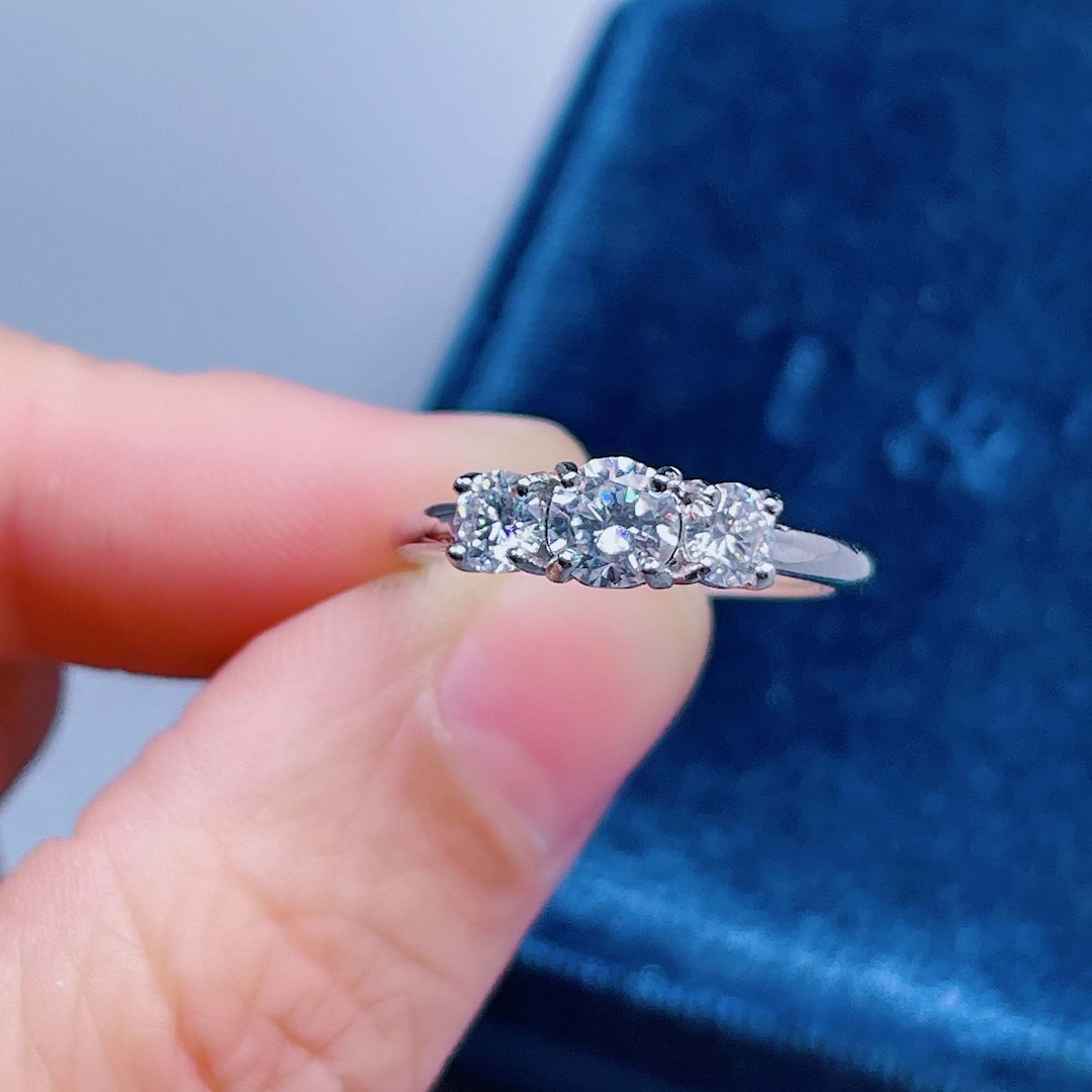 Dainty Moissanite Diamonds Ring, D Color VVSI Diamond, Statement Ring ...