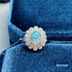 Natural Fire Rainbow Opal Ring October Birthstone Ring - Etsy