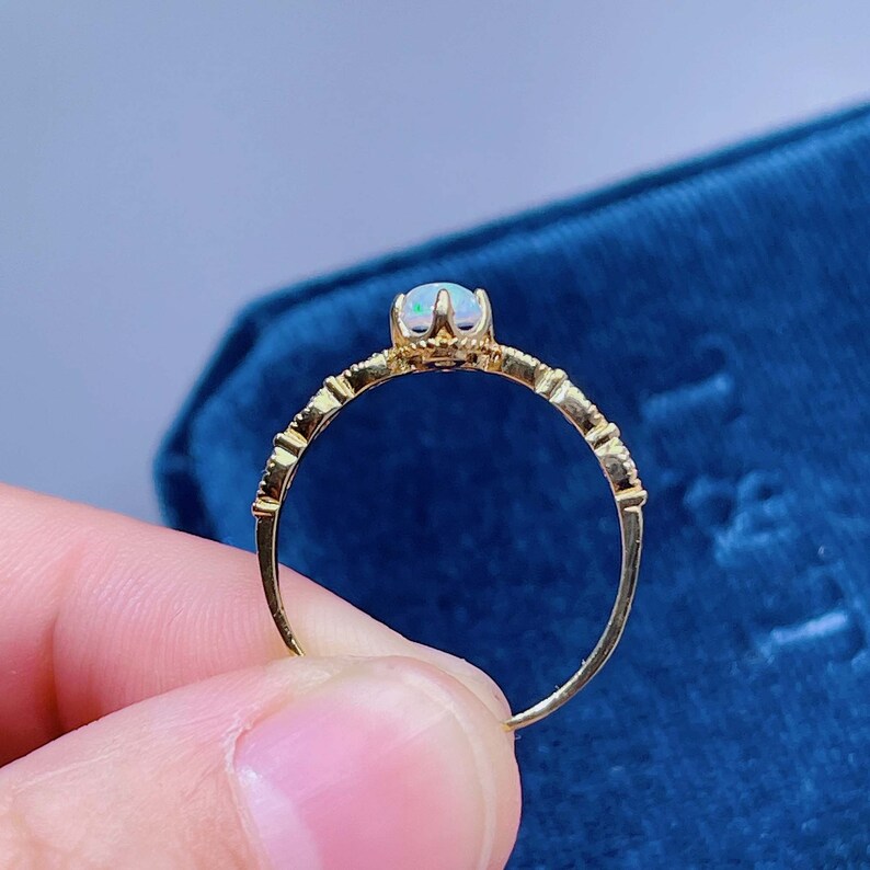 Natural White Fire Opal Ring Birthday Gift Opal Ring Dainty | Etsy