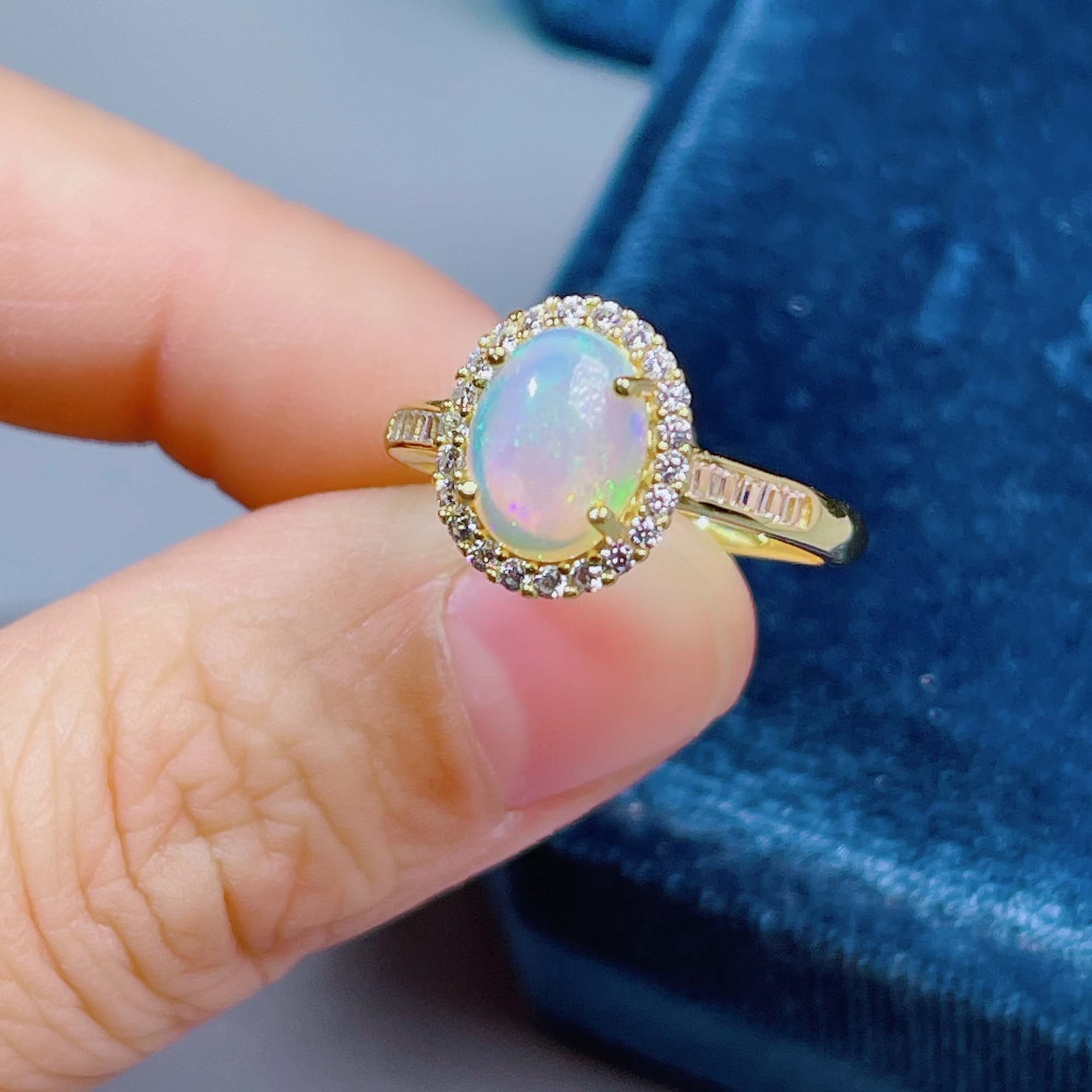 Natural Opal Ring Real Rainbow Opal Ring Oval Opal Stone - Etsy
