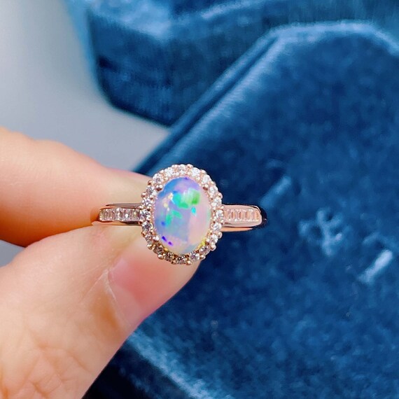 Natural Opal Ring Real Rainbow Opal Ring Oval Opal Stone - Etsy