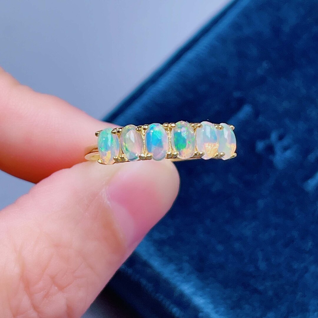 Natural Opal Ring | Genuine Multi Opal Stacking Ring | Handmade Rose ...