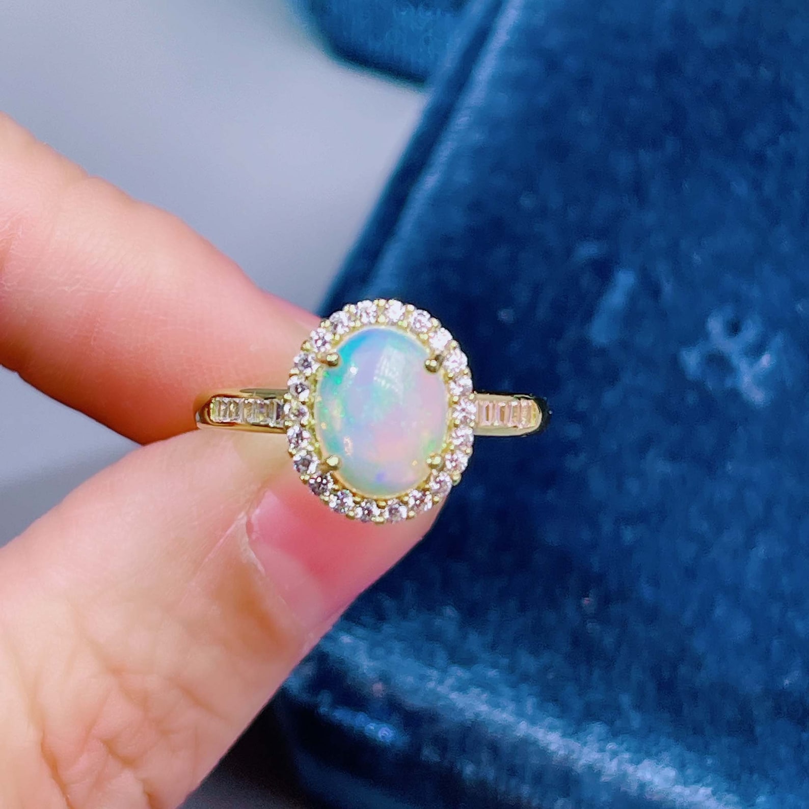 Natural Opal Ring Real Rainbow Opal Ring Oval Opal Stone - Etsy
