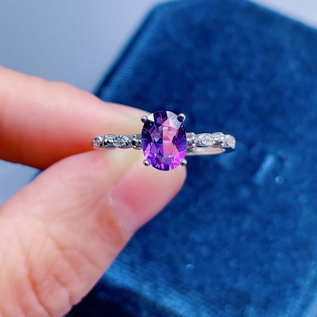 Natural Amethyst Ring | Purple Gemstone Jewelry | Handmade Ring ...