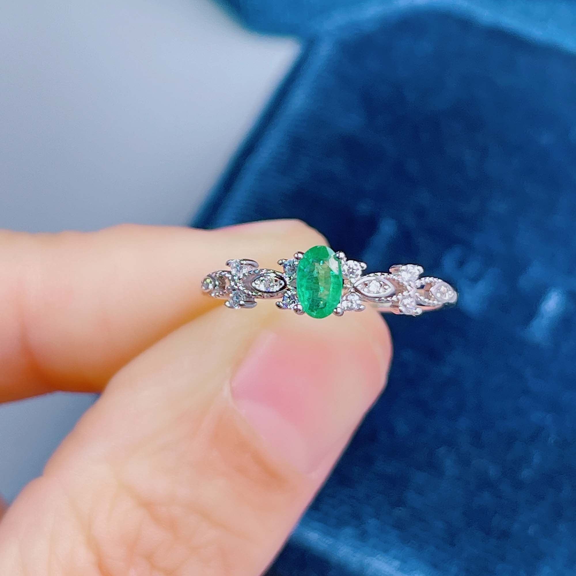 Simple Emerald Ring Handmade Stacking Ring Genuine Emerald | Etsy