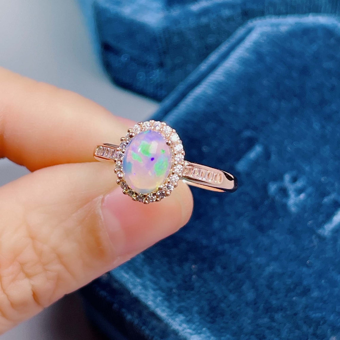 Natural Opal Ring Real Rainbow Opal Ring Oval Opal Stone - Etsy