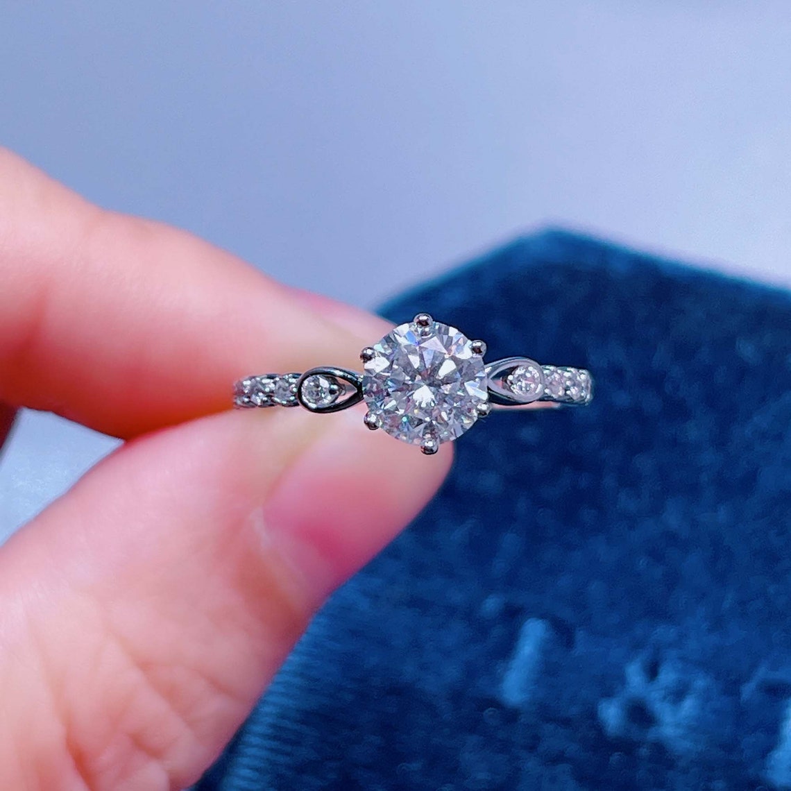 1ct 2ct Fire Moissanite Ring Brilliant Round Cut - Etsy