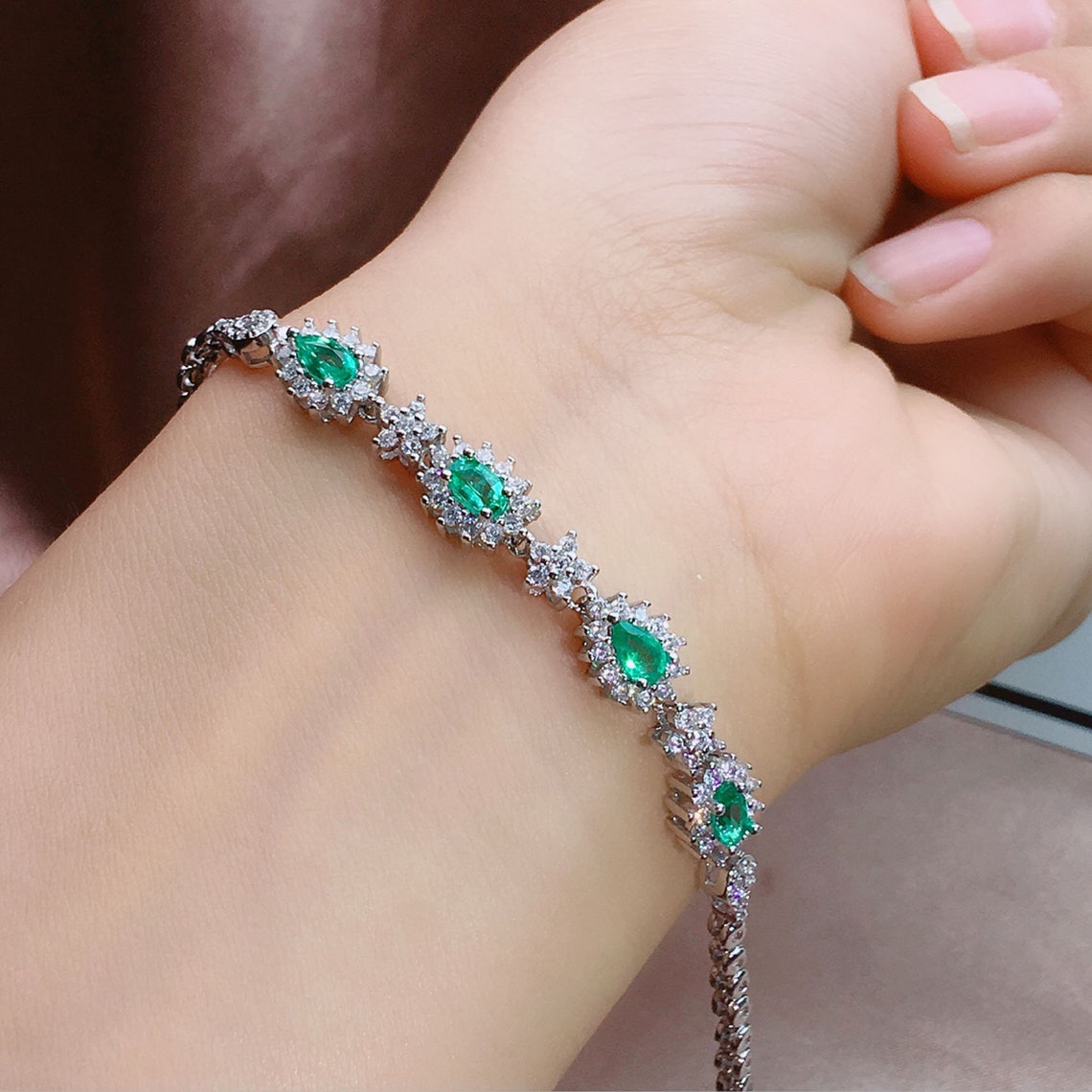 Natural Emerald Bracelet Sterling Silver Bracelet Emerald - Etsy