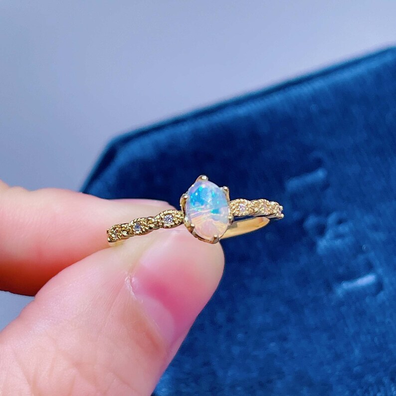 Natural White Fire Opal Ring Birthday Gift Opal Ring Dainty | Etsy