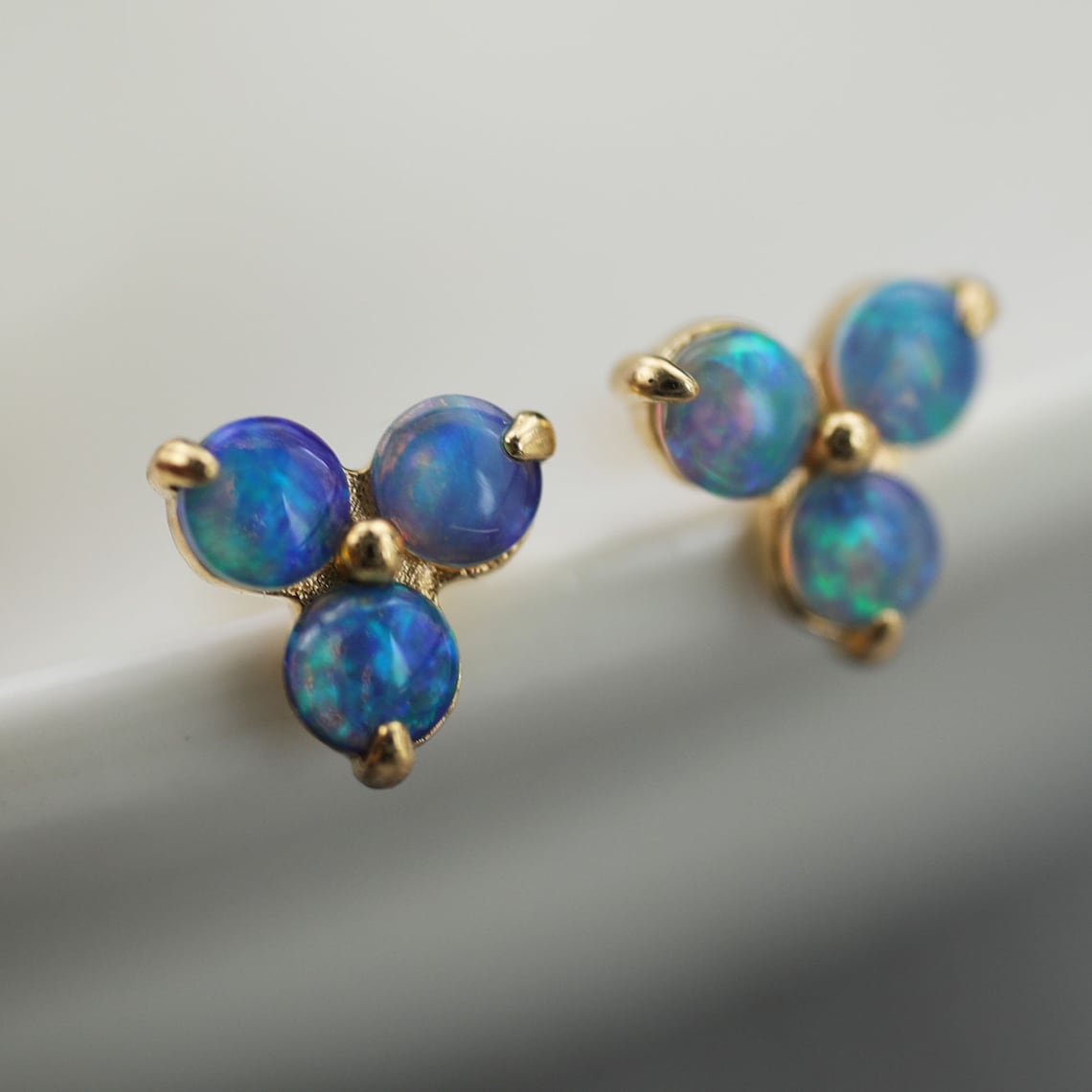 Natural 33mm Round Australian Opal Studs Earrings Unique - Etsy