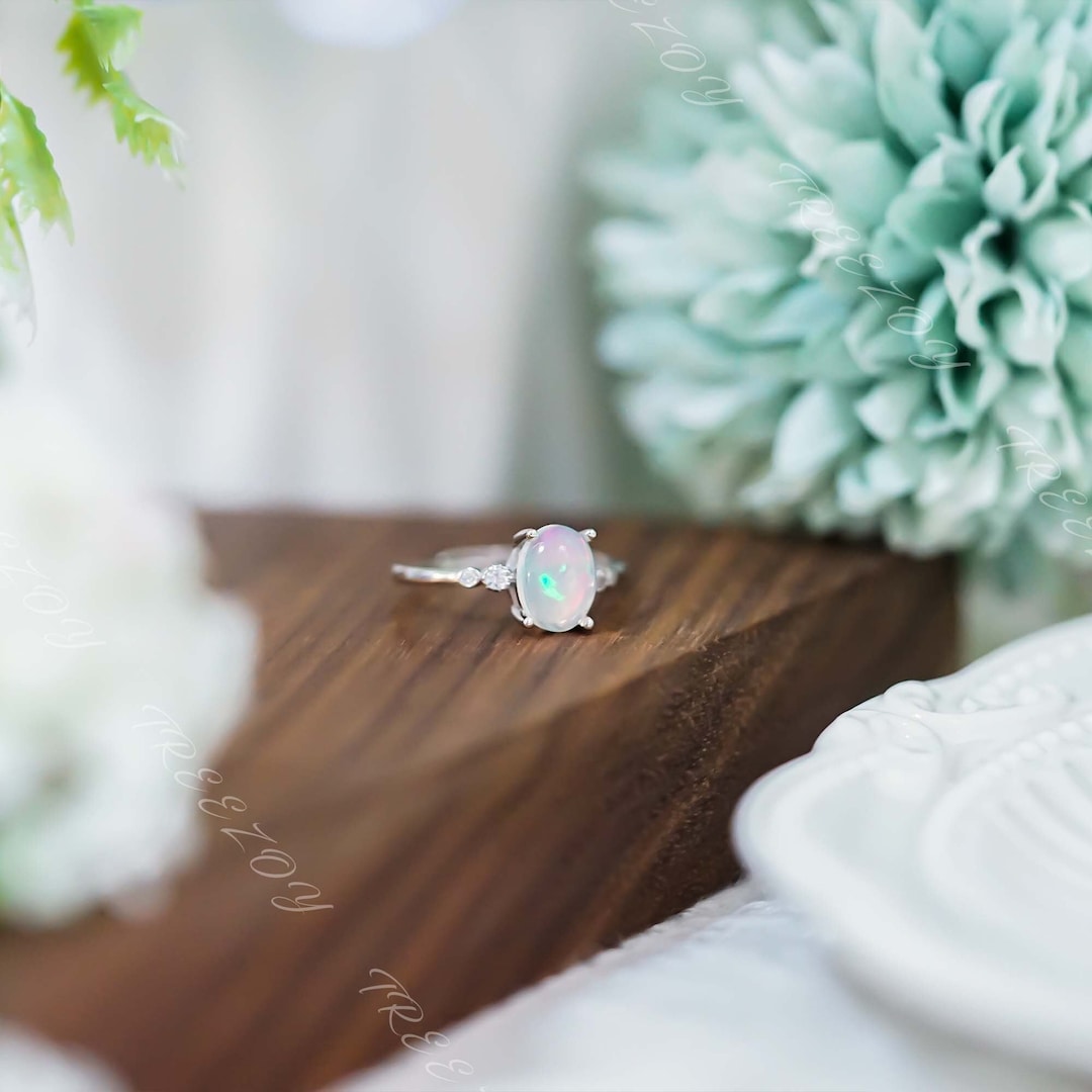 Natural Opal Ring, 7*9mm Oval Opal, Genuine Opal Jewelry, Sterling ...