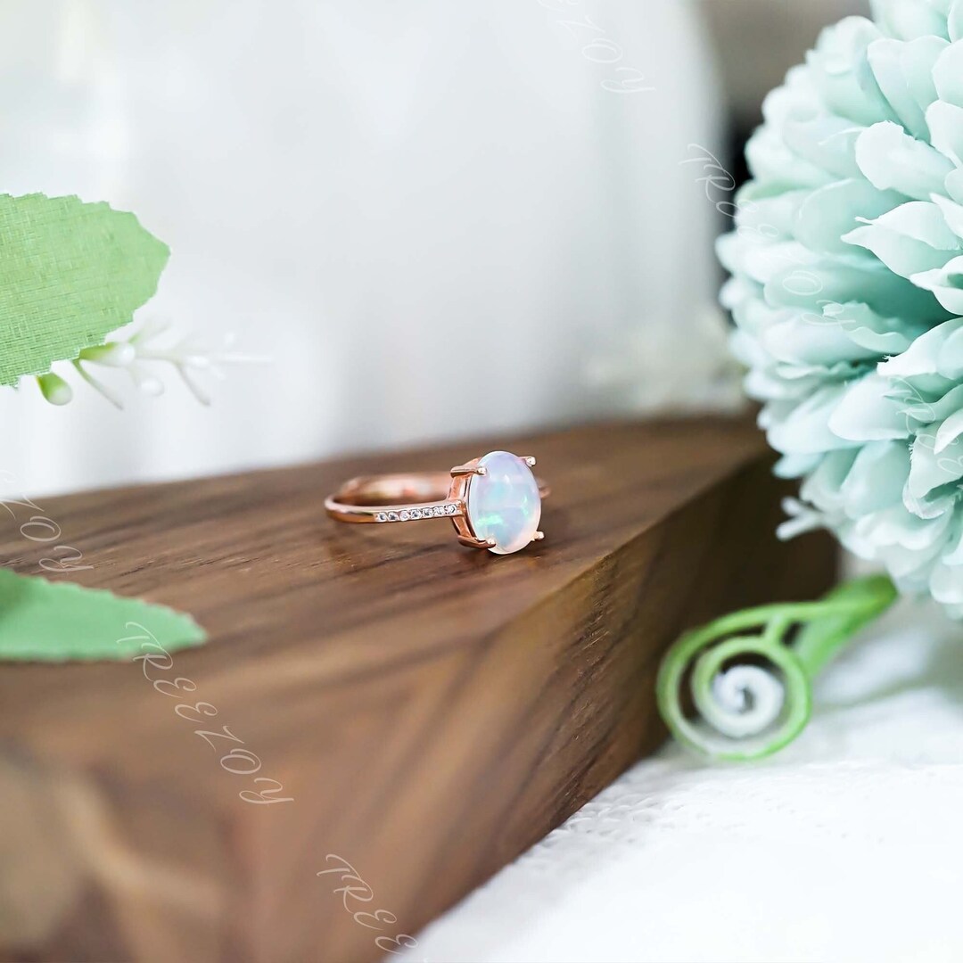 Natural Oval Opal Fire Ring, 7*9mm October Birthstone, Real Opal Ring ...