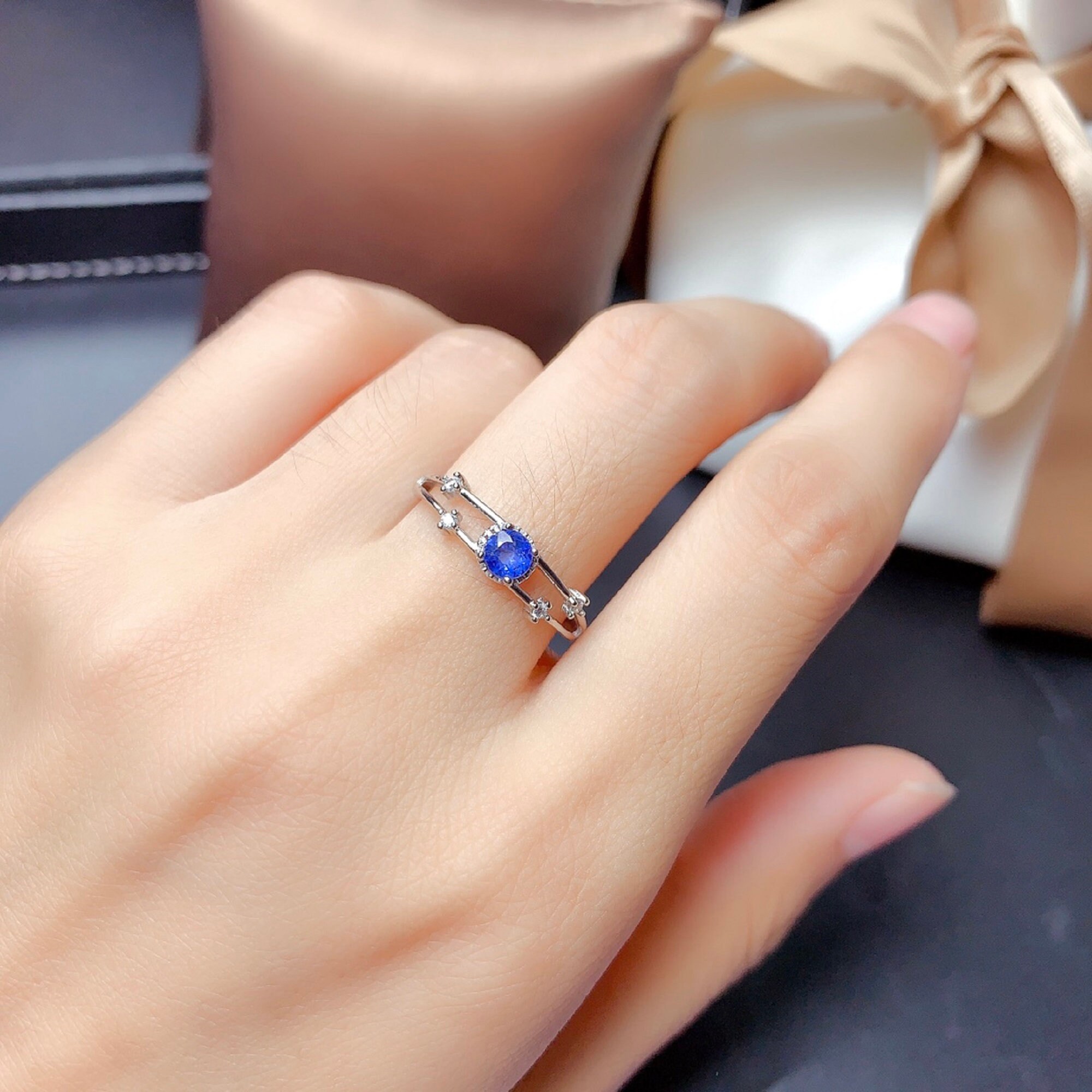 Natural Blue Sapphire Ring Raw Gemstone Ring 925 Sterling | Etsy