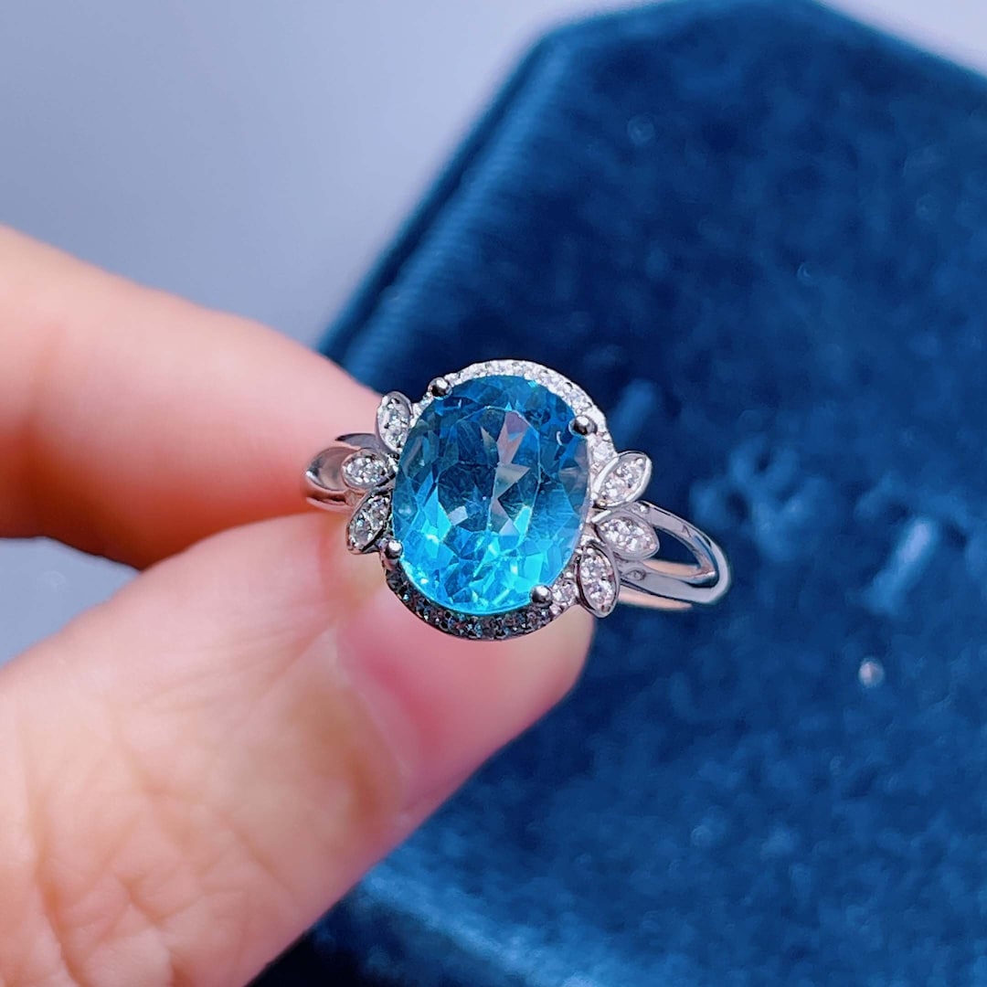 Natural Blue Topaz Gemstone Jewelry Ring | Blue Jewelry Sterling Silver ...