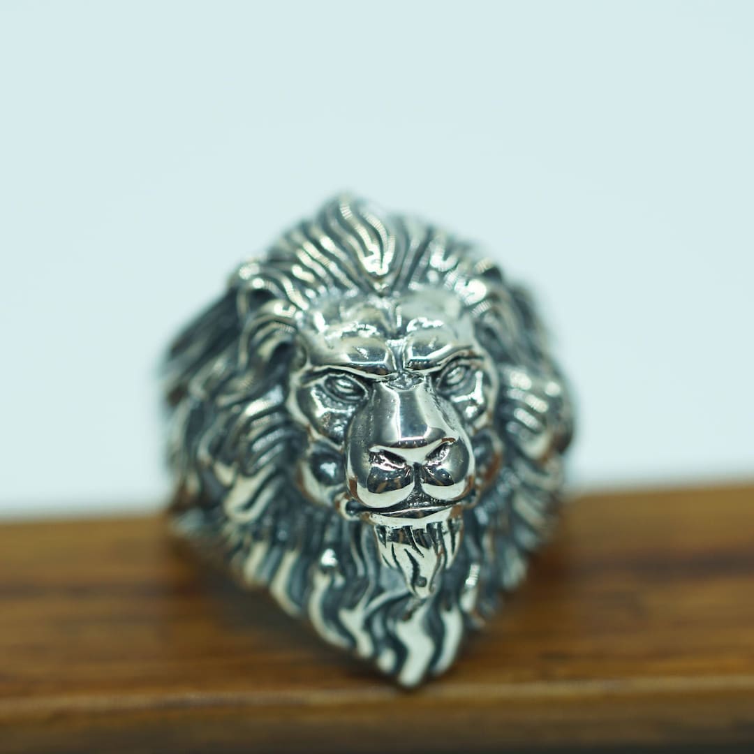 925 Silver Ring Men, Lion Head Ring, Men's Ring, Stamped 925 Sterling ...
