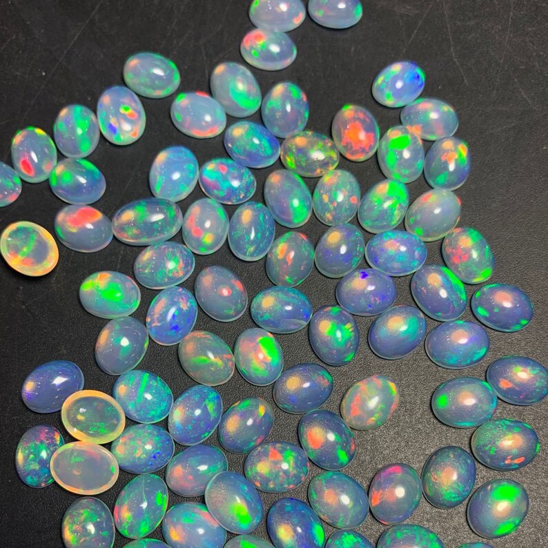 Natural Oval Opal Fire Ring 79mm October Birthstone Blue | Etsy