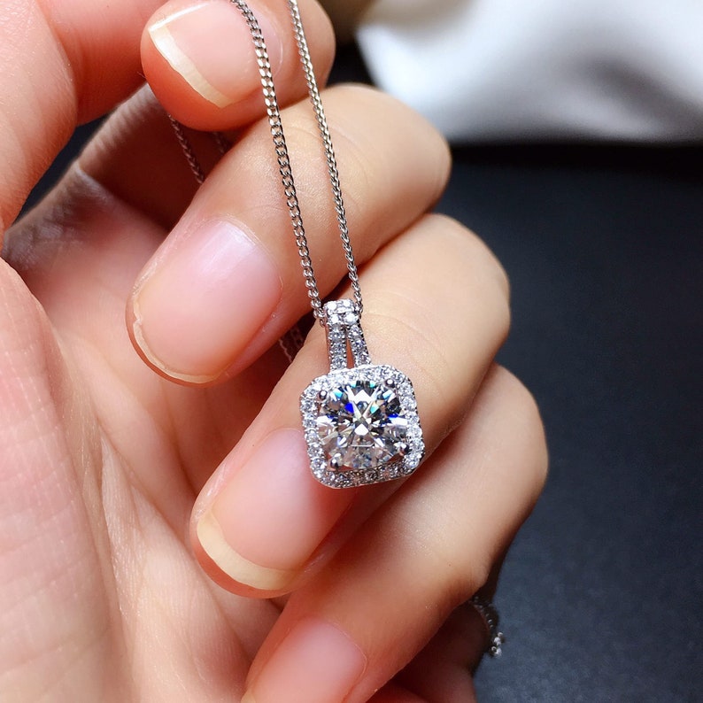 Moissanite Pendant 925 Sterling Silver Pendant Necklace | Etsy