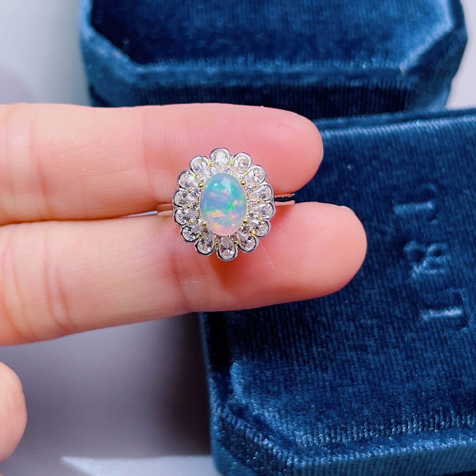 Natural Fire Rainbow Opal Ring October Birthstone Ring | Etsy