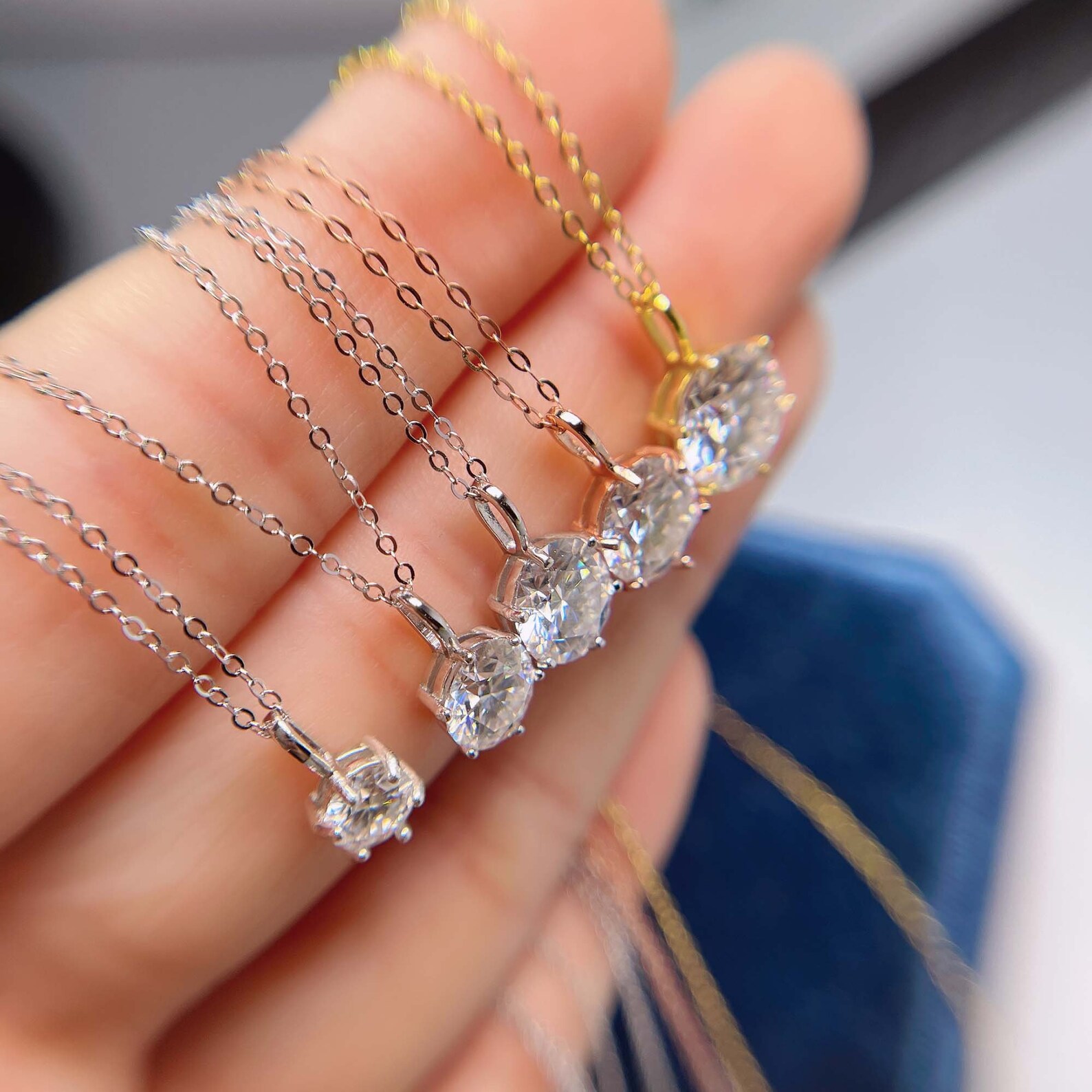 Colorless Moissanite Pendant Sterling Silver Chain Pendant - Etsy