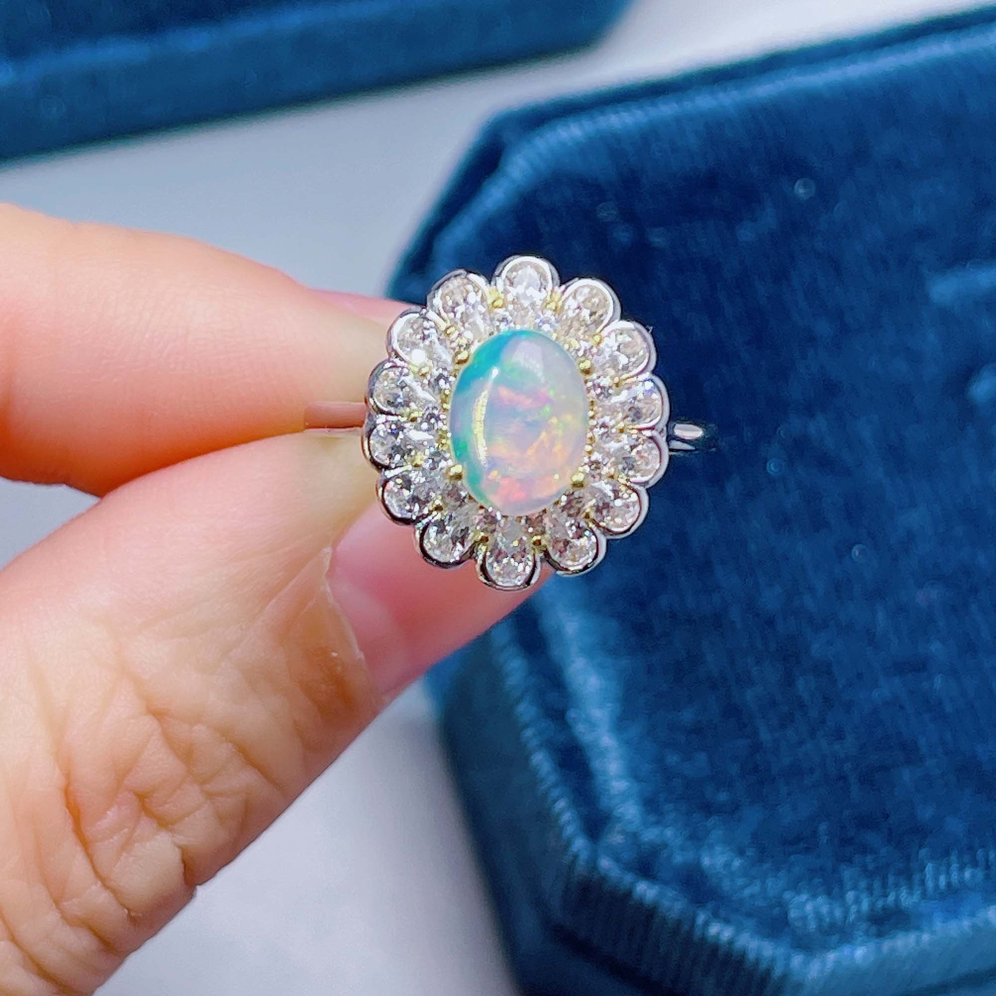 Natural Fire Rainbow Opal Ring October Birthstone Ring | Etsy