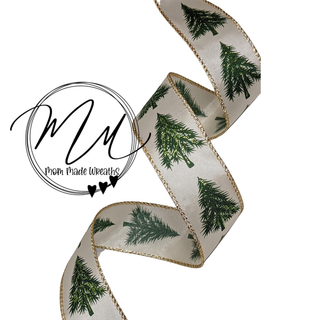 1.5" Christmas Tree Wired Ribbon - Elegant Christmas Ribbon With ...