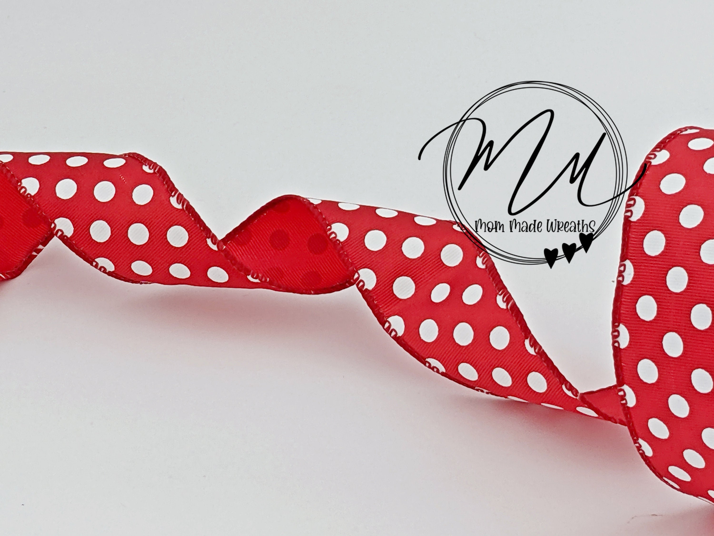 1.5 Red Wired Ribbon With White Polka Dot Ribbon - Etsy