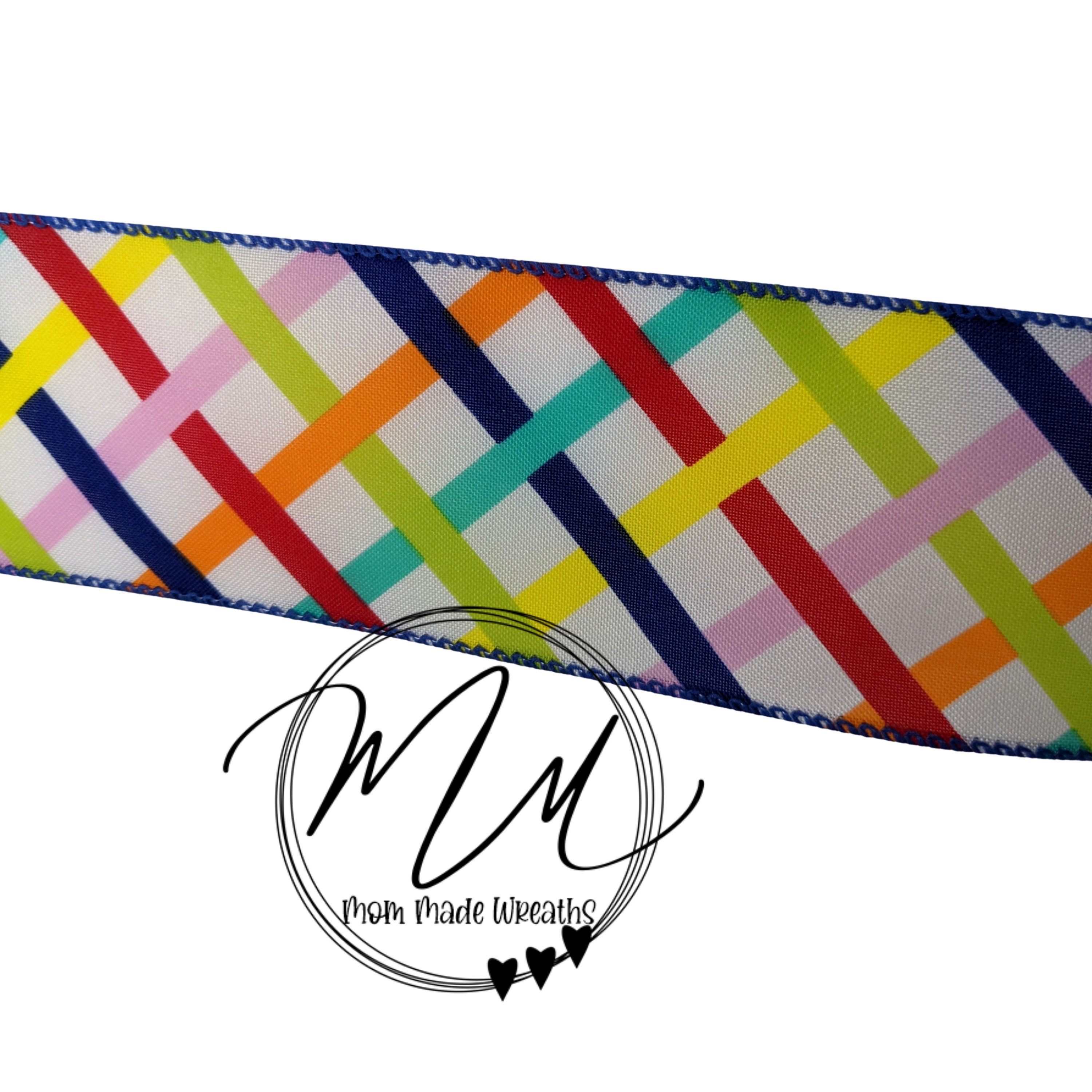 2.5 Wired Ribbon Colorful Checker Ribbon All Colors, Red, Green, Yellow ...